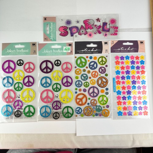 EK Success Stickers Bundle Lot 5 Packs Peace Signs & Flowers | eBay