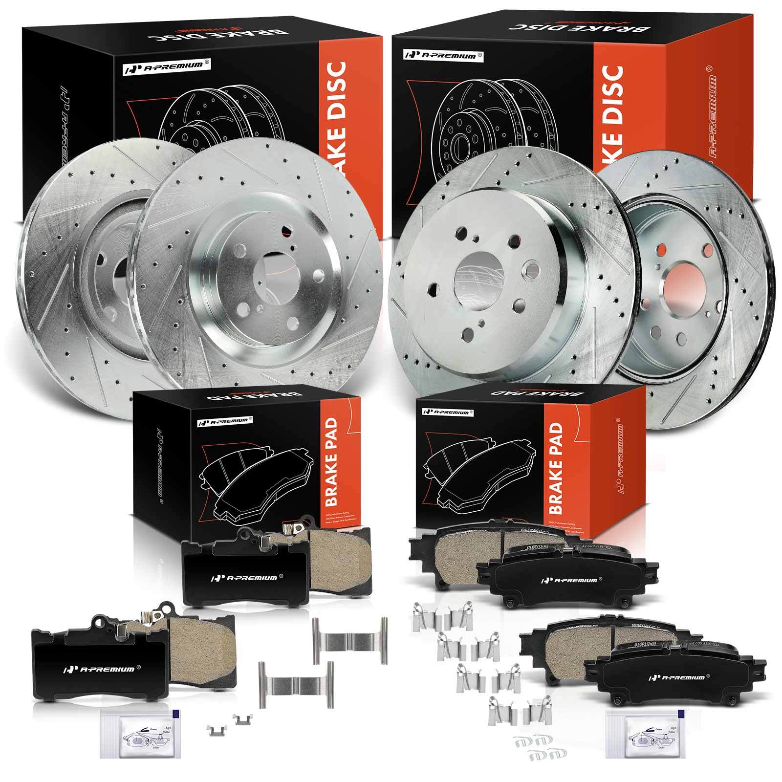 A-Premium Front & Rear Drilled Brake Rotors & Ceramic Pads for Lexus ...