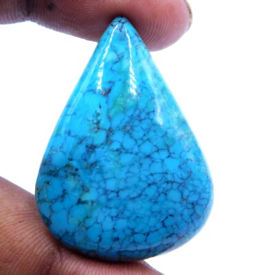 38x27 MM Natural Tibati Turquoise Pear Cab Loose Gemstone For Pendant P ...