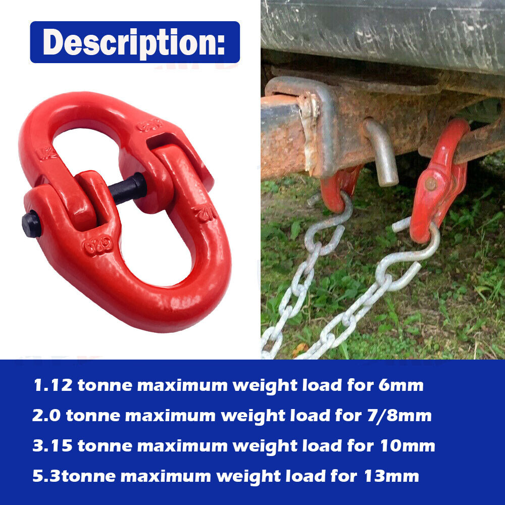 6/8/10mm Alloy Steel HammerLock Chain Connector Link Joiner 4WD Coupler ...