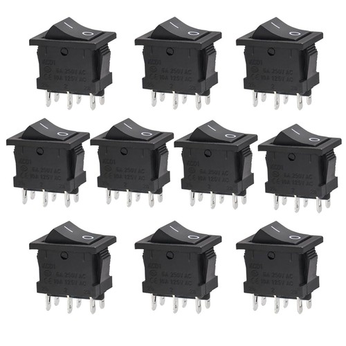 10pcs AC 6A/250V 10A/125V 6 Pin DPDT ON/ON 2 Position Snap in Boat ...