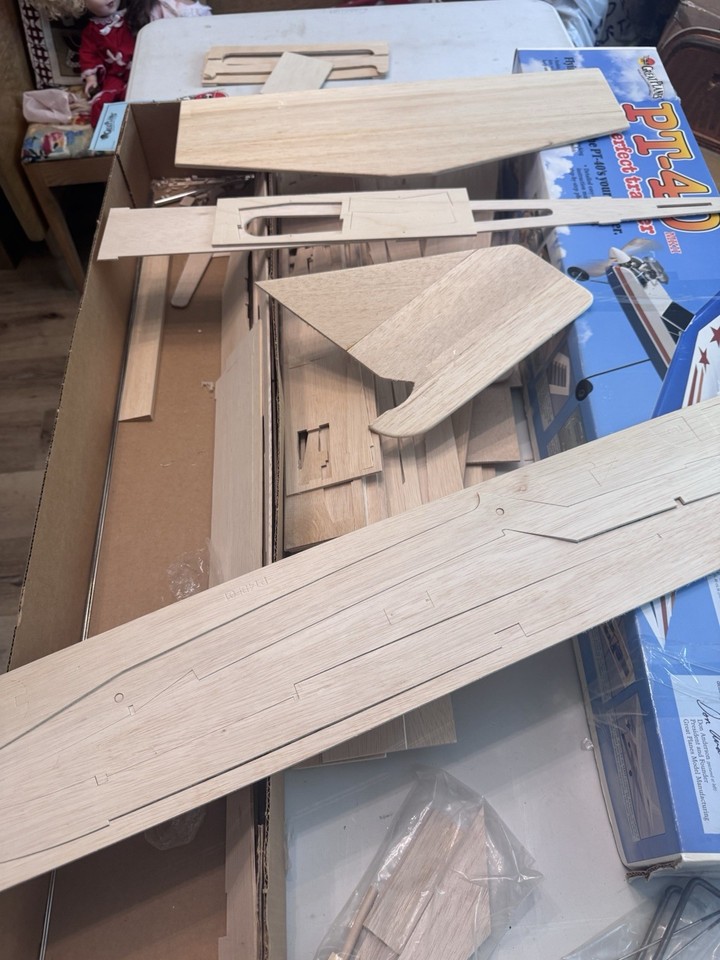 Vintage GREAT PLANES PT-40 TRAINER RC BALSA KIT 60” W/S Partial build ...