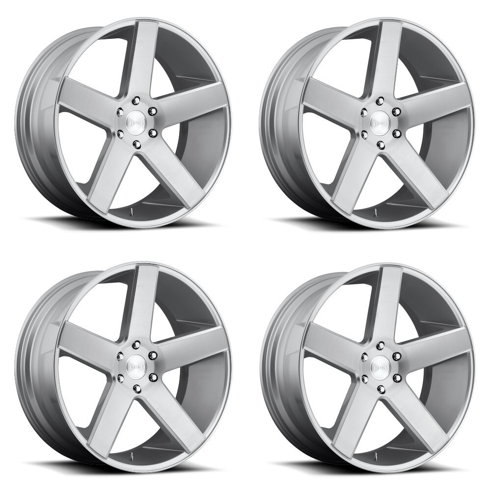 Set 4 22" DUB S218 Baller 22x9.5 6x5.5 Gloss Silver Brushed Wheels 19mm ...