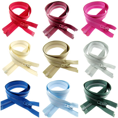 Open Ended Zip Fasteners Plastic Teeth Heavy Duty Chunky- 6mm Moulded ...