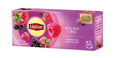 3 x Lipton Raspberry Infusion Tea 32g (Pack of 3) Total 60 Teabags ...