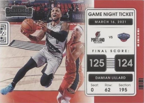 2021-22 Panini Contenders - Game Night Ticket #12 Damian Lillard for ...