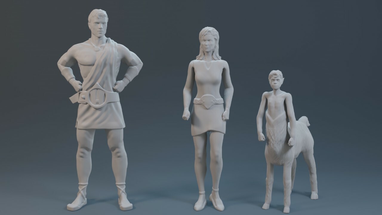 MIGHTY HERCULES 7 Figure Set Hercules Helena Newton and Toot! 1/24 3D ...