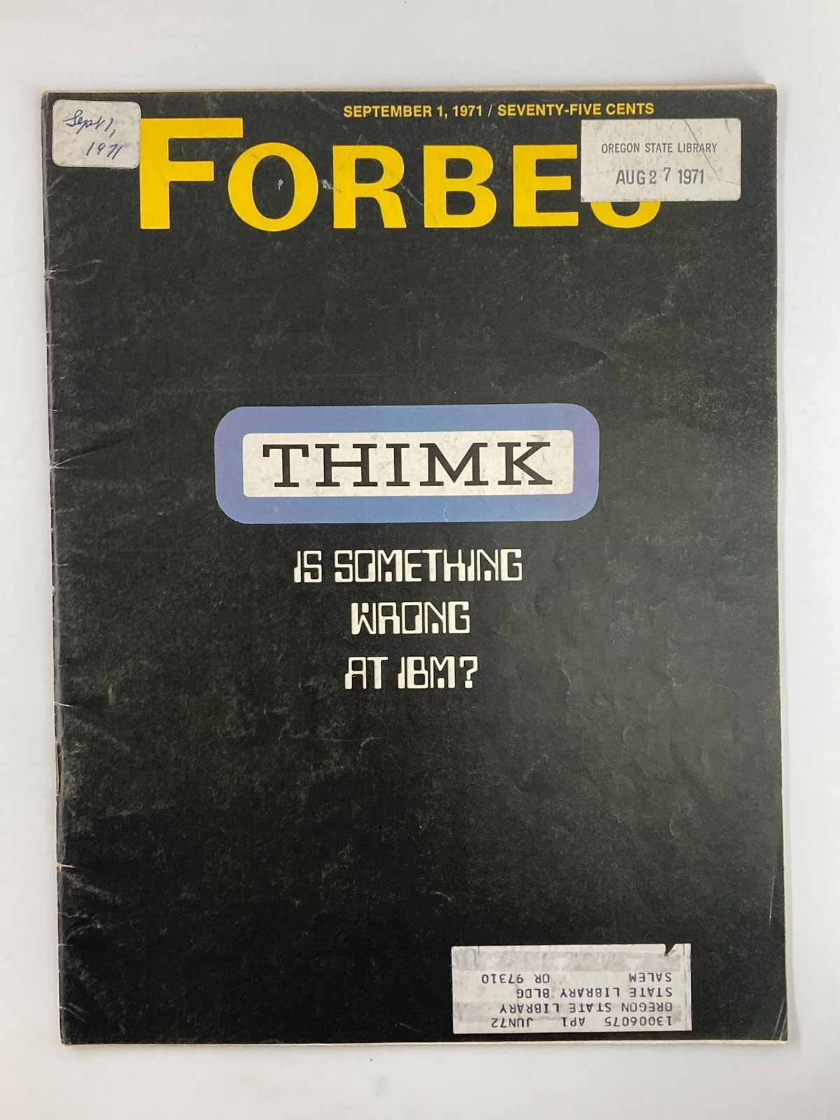 VTG Forbes Magazine September 1 1971 THIMK Is Something Wrong at IBM ...