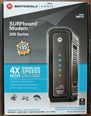 ARRIS MOTOROLA SB6121 - 575319-019-00 SURFboard Docsis 3.0 Cable Modem ...