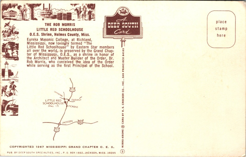 1950's The Rob Morris Little Red Schoolhouse Richland Mississippi UNP ...