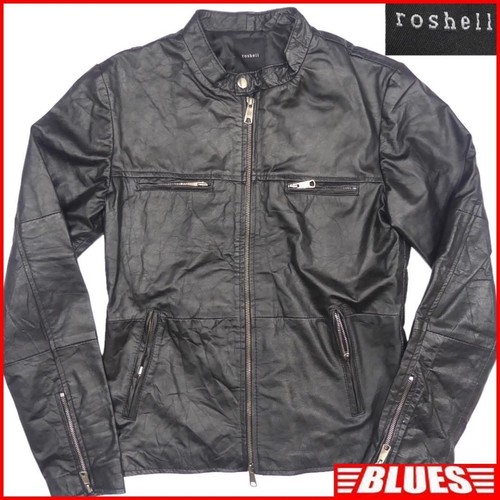 Roshell Men’s L Leather Jacket Black Genuine Rocker Blouson Used | eBay