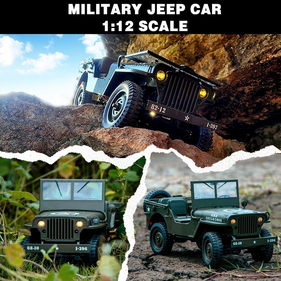 Remote Control Truck, RC Willys Military Jeep Car 1/12 Scale with Rechargeabl... | eBay