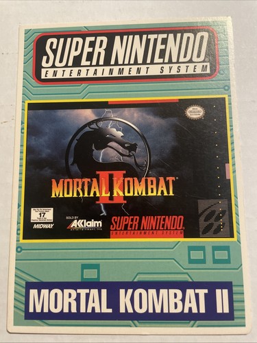 SNES Mortal Kombat II VIDPRO Card Toys R Us Display Card Rare | eBay