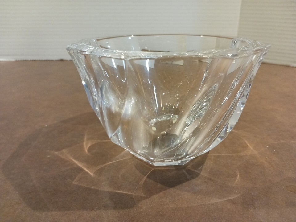 Orrefors Crystal Bowl Votive Candle Holder Octagonal Swirl Pattern 5"×3 ...