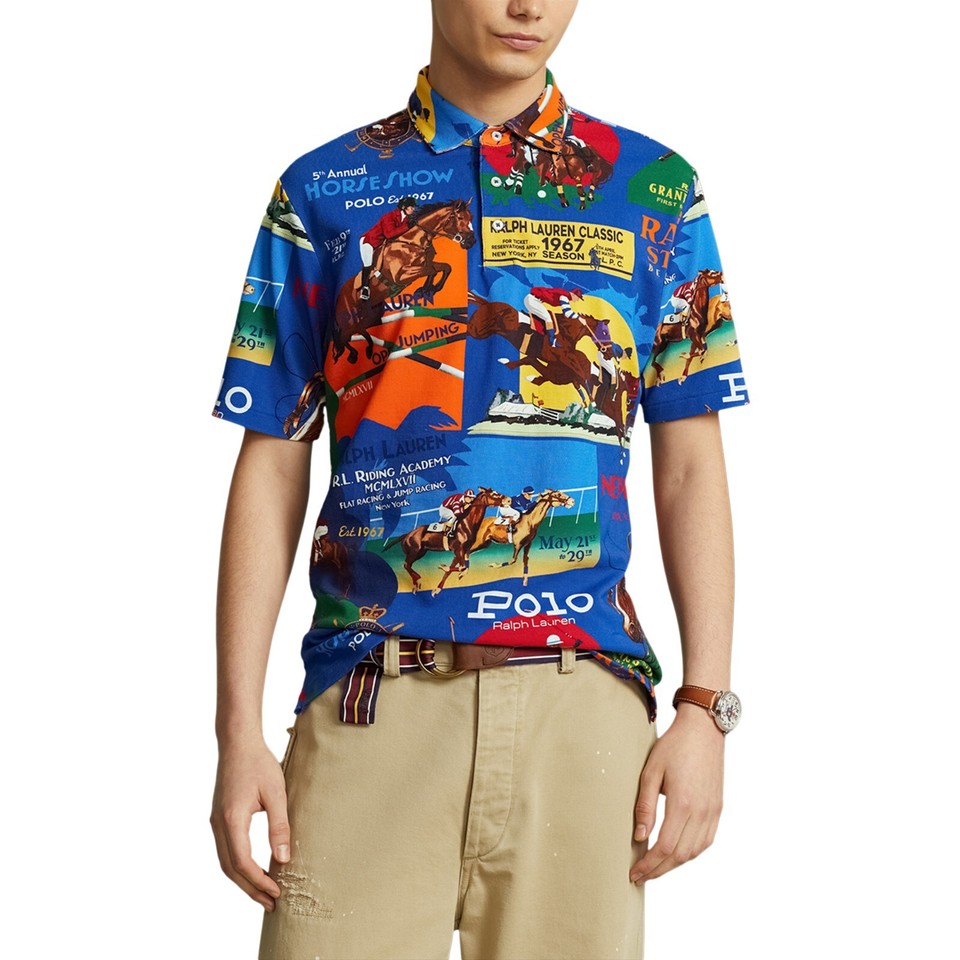 Polo Ralph Lauren Classic Fit Equestrian Mesh Polo Shirt (Blue ...