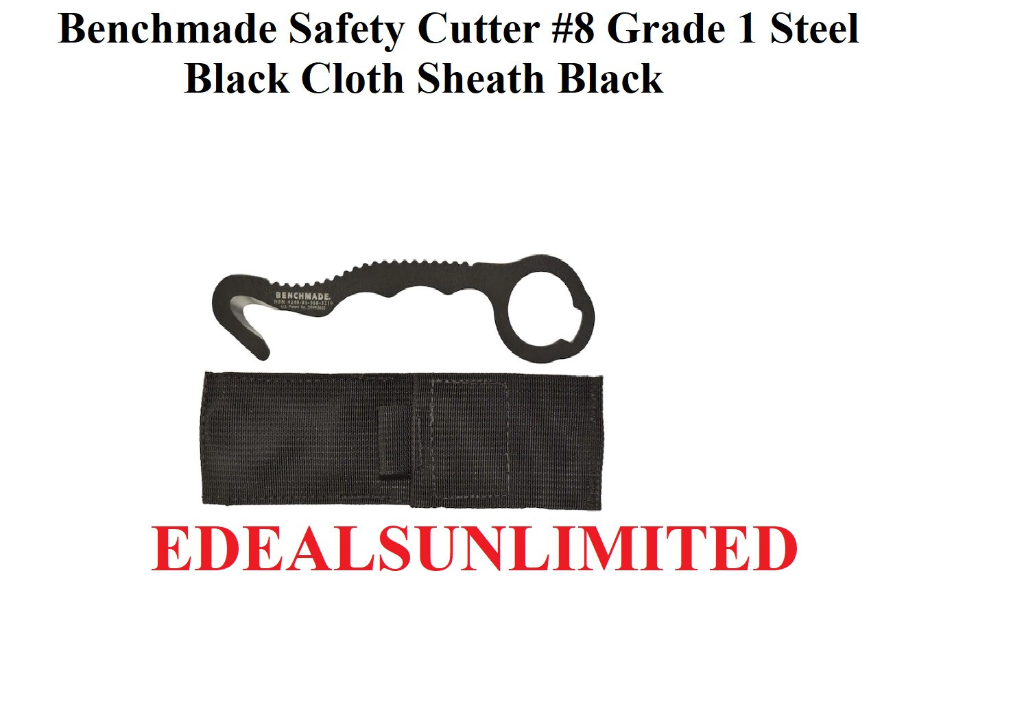 BENCHMADE 8 HOOK FAMILY Safety Rescue Hook Strap Cutter w/ Black Sheath ...