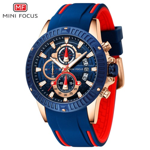 MINI FOCUS Men Watch Chronograph Wristwatch Student Boys Silicone Sport ...