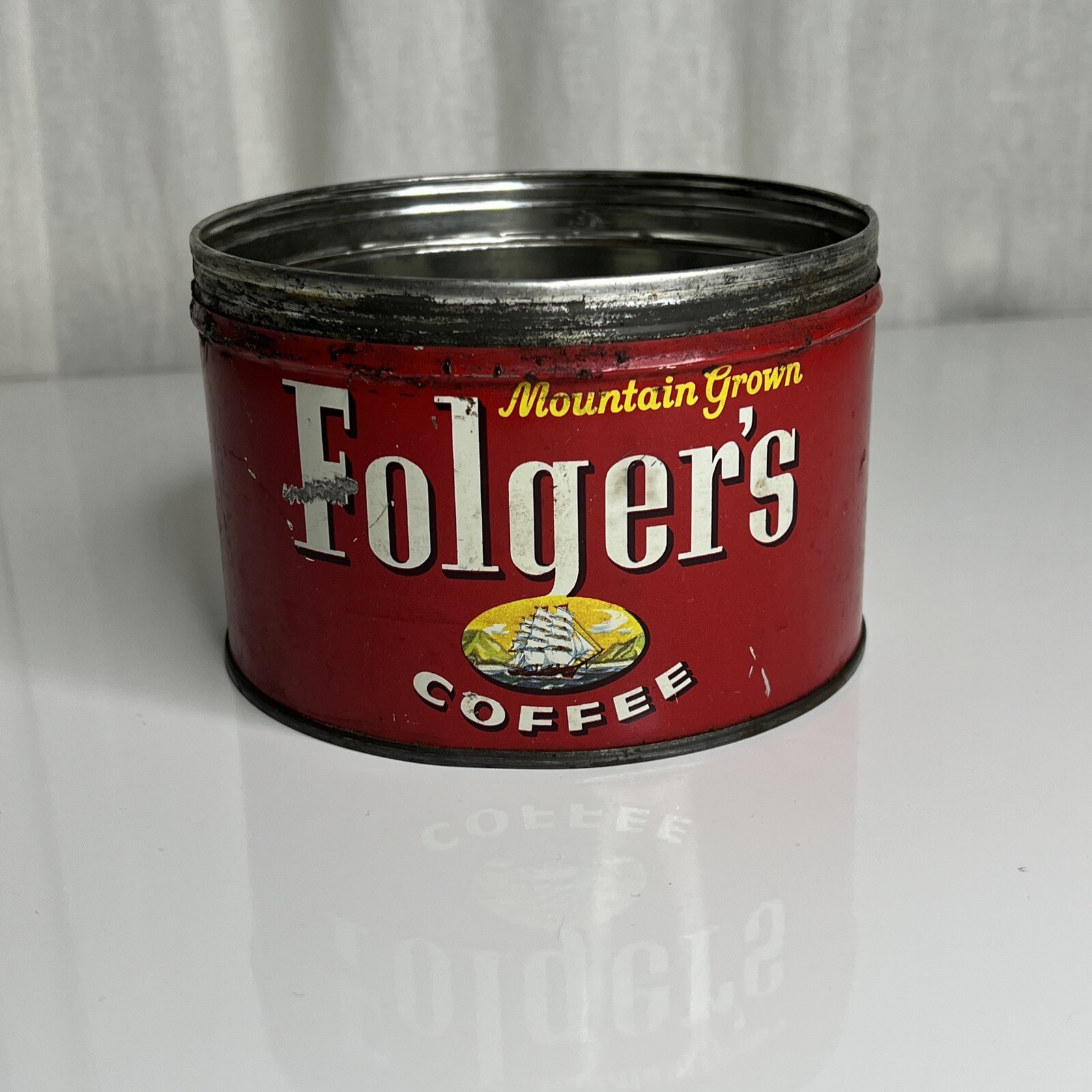 Vintage Folger's 1959 1 Ib Coffee Keywind Can Mountain Grown Regular ...
