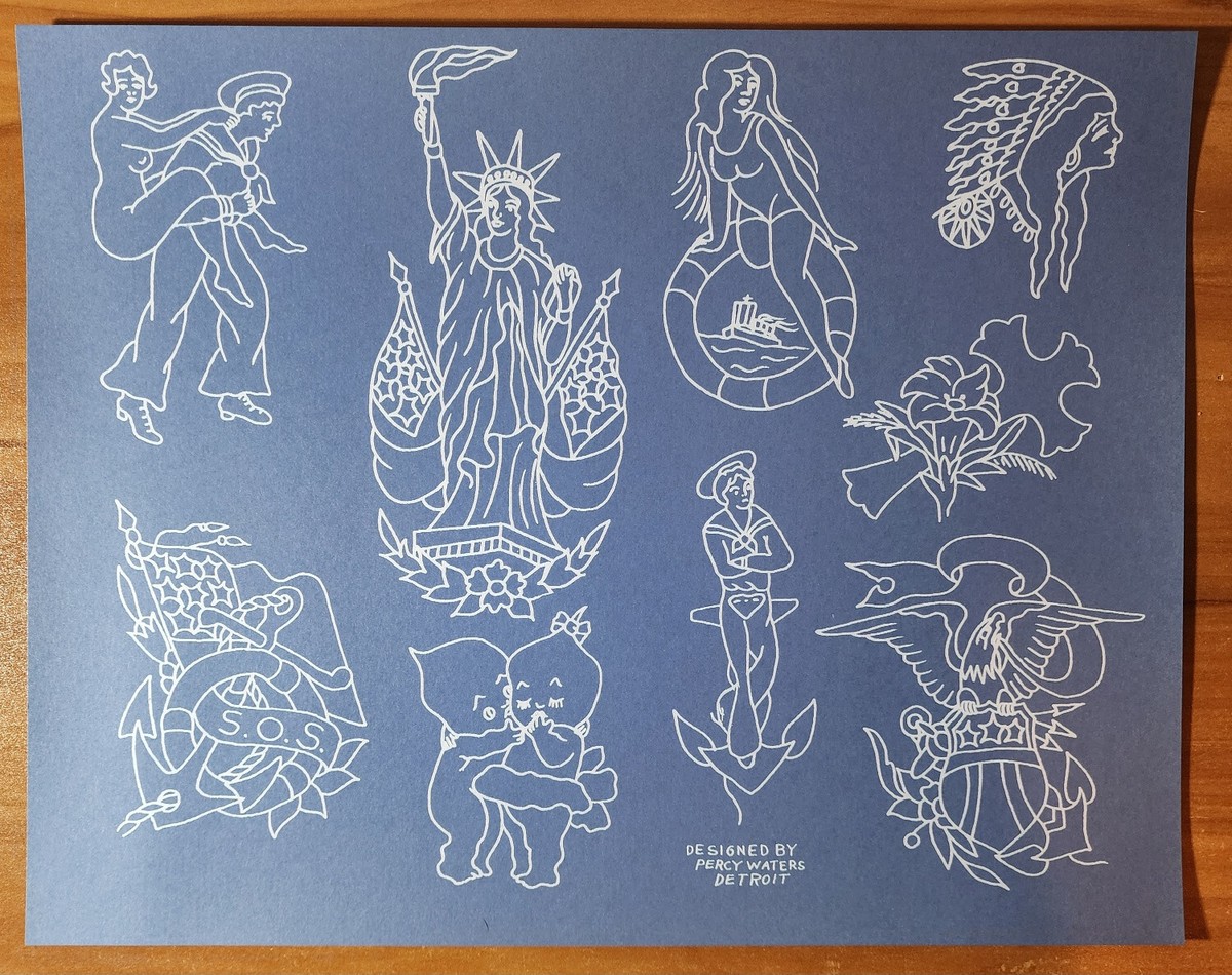 Percy waters tattoo flash - Bronctattooaus.com