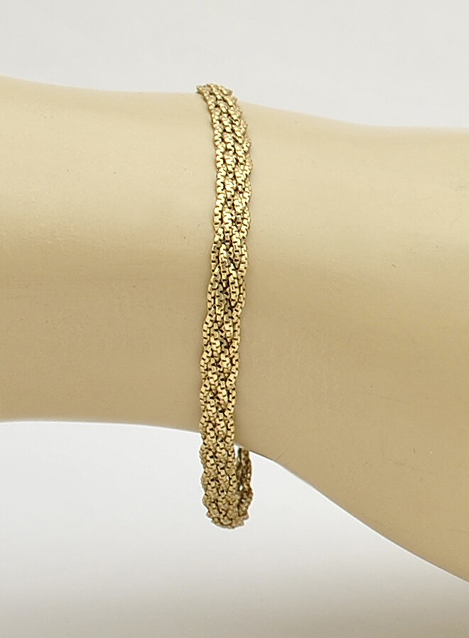 14k RVL Solid Yellow Gold Woven Box Link Chain Bracelet. | eBay