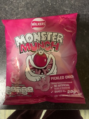 Pickled Onion Monster Munch Pink Bag Misprint EXTREMELY RARE | eBay UK
