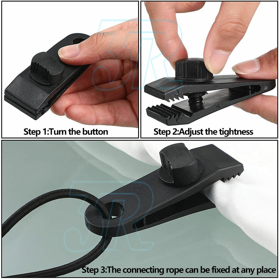 25 Pack Awning Tent Clamp Tarp Clips Set Canopy Snap Hangers Survival ...