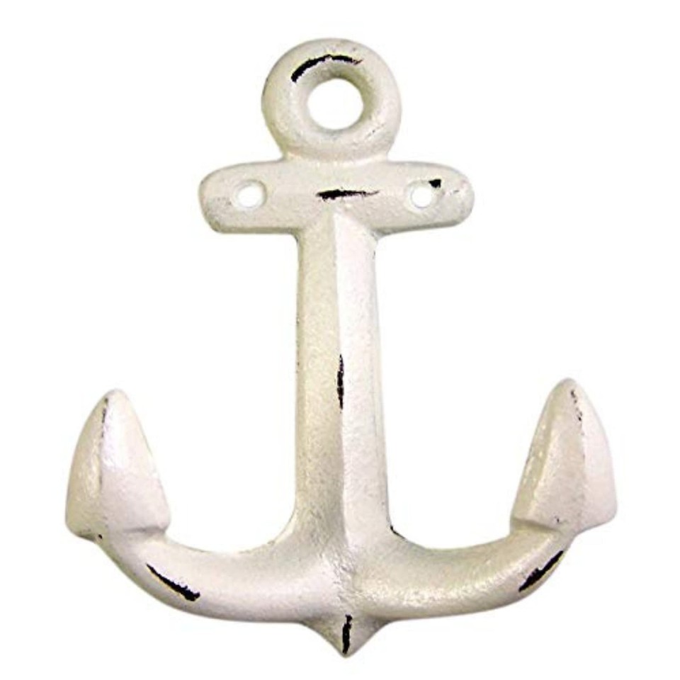 Nautical Cast Iron Ship Anchor Wall Hooks 6 Inches Set Of 3 white Home Decor 810082297331| eBay