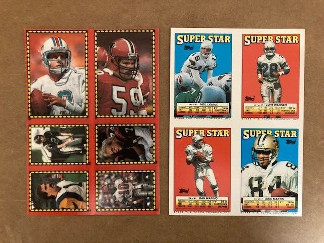 1988 Topps Football Super Star Sticker Uncut Sheets;Dan Marino,Boomer ...