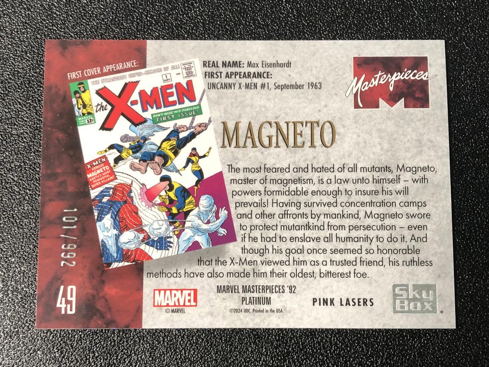 Magneto 2024 Marvel Masterpieces 92 Platinum #49 Pink Lasers /992 | eBay