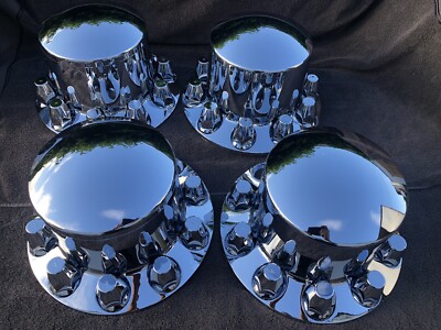 4 Chrome Axle Rear Cover 33mm thread on Hub Caps Semi Truck United ...