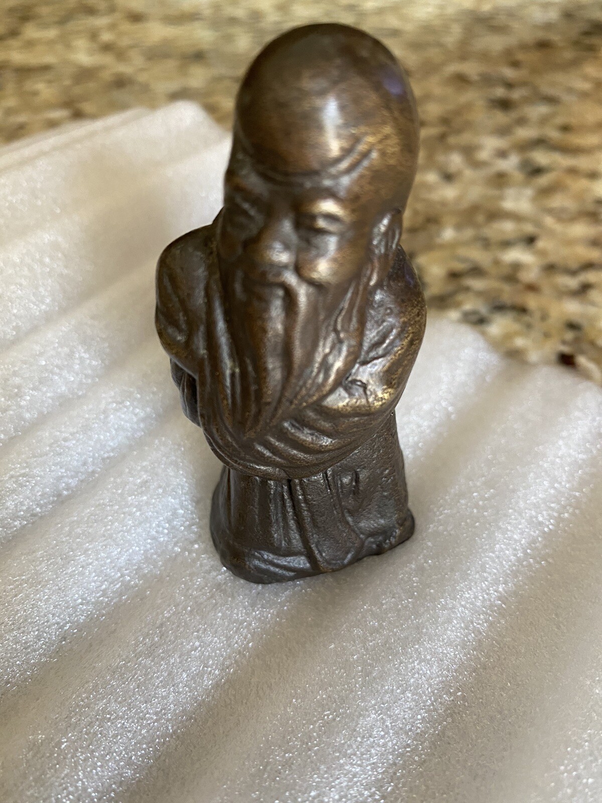 Vintage 3" Bronze Chinese Figure - Confucius? Shou Loa God of Longevity ...