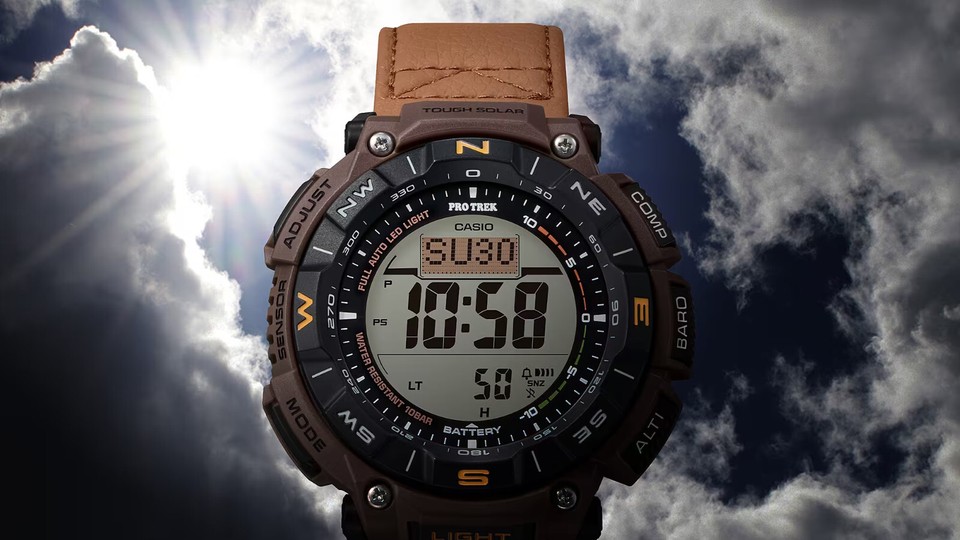 NEW Casio Protrek CLIMBING COYOTE BROWN Triple Sensor Solar Mens Watch ...