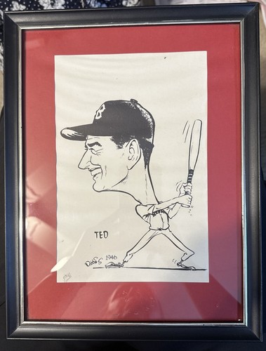 Ted Williams caricature Drawing Framed Print 10X13-Jim Dobbins artist ...