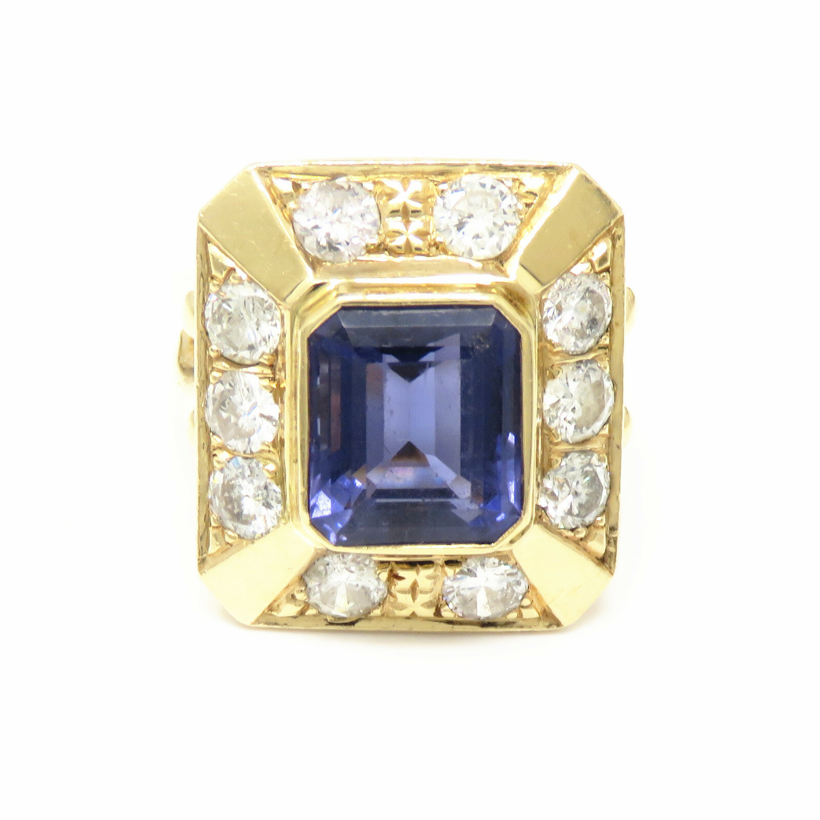 NYJEWEL 14k Yellow Gold Iolite & 10 Diamonds Ring - Gem