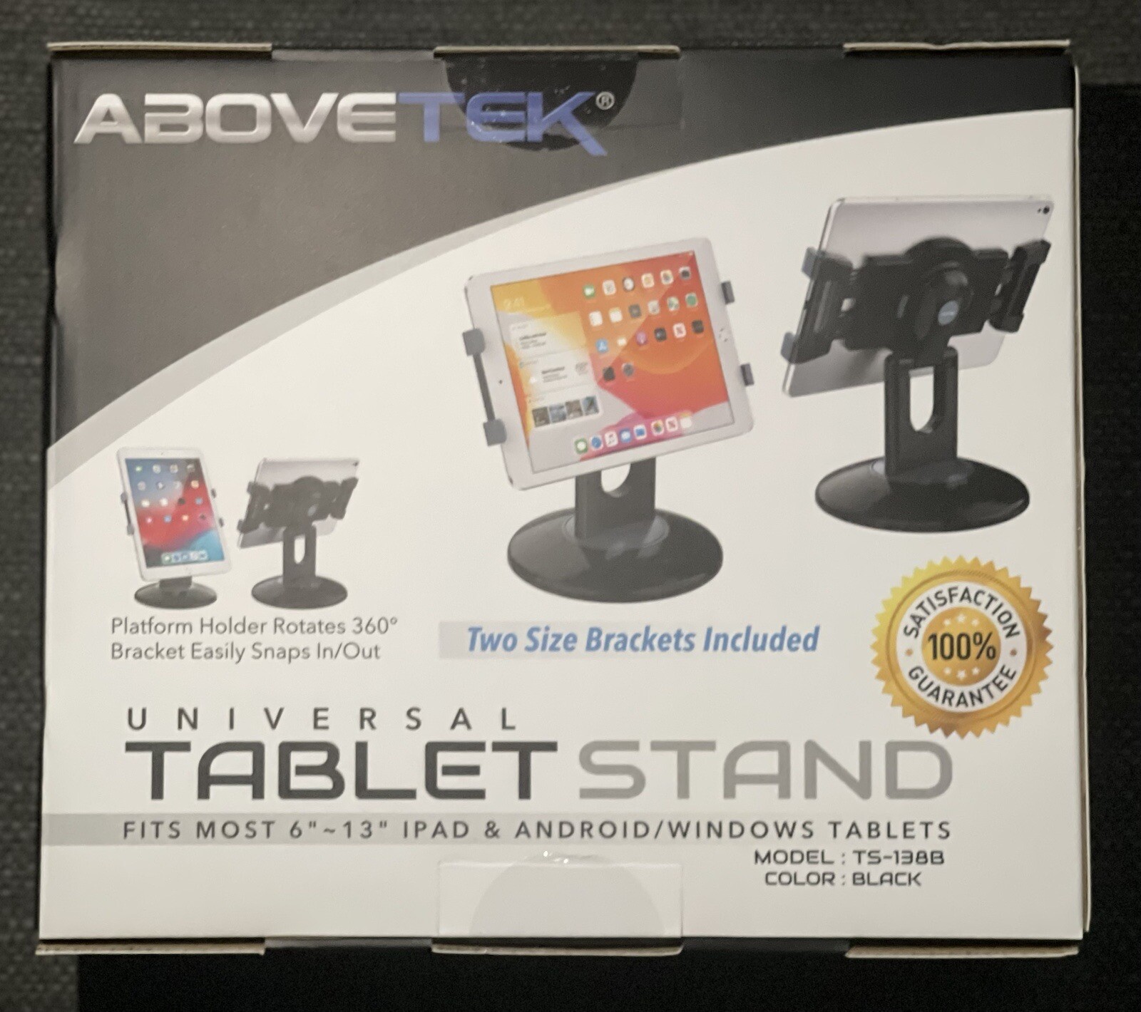 AboveTEK 360° Rotating Tablet Stand, Fits 6"-13" (Diagonal) Tablet ...