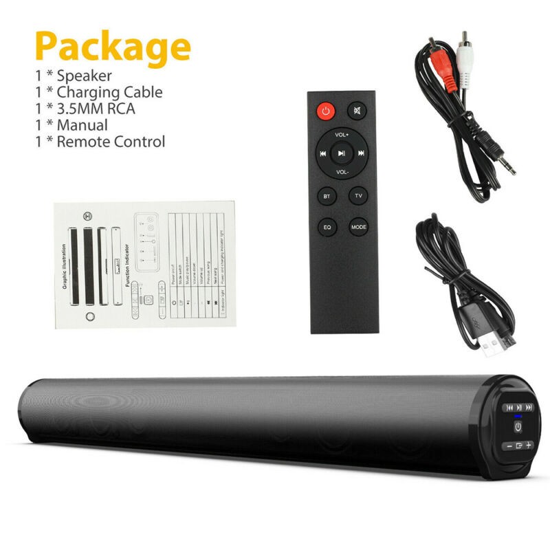 Powerful Sound Bar Wireless Bluetooth Speaker Surround Stereo Home TV ...