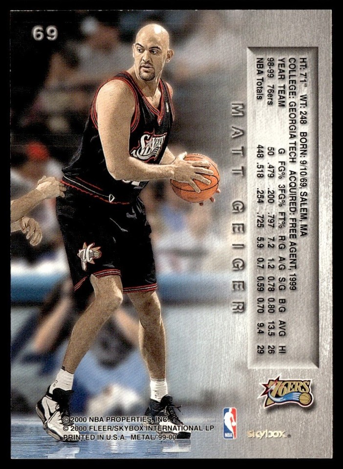 2000-01 Metal Universe Matt Geiger Philadelphia 76ers #69 | eBay