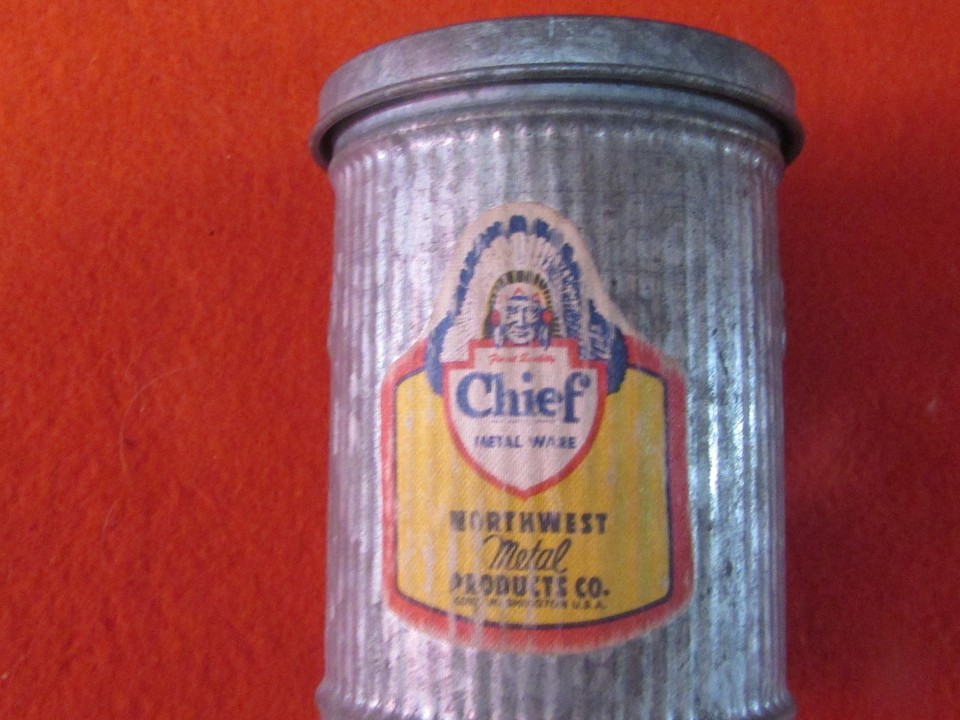 Vintage 1940s Chief Metal Ware Northwest Salesman Sample Garbage Can | eBay