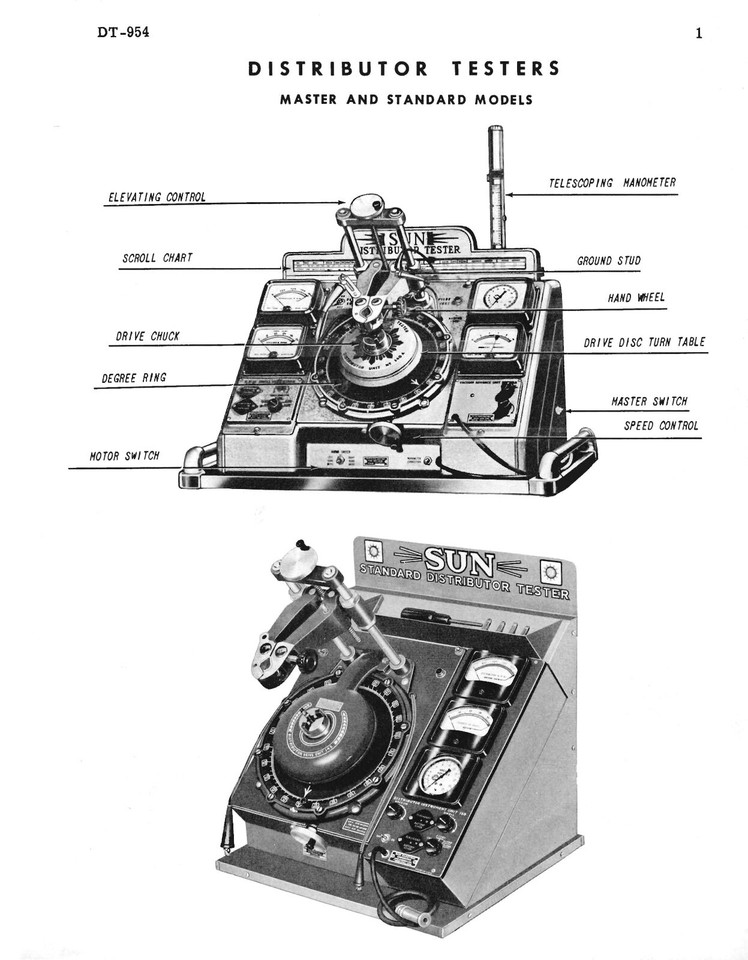 SUN Distributor Tester Instruction Manual Model DT-954 Standard and ...