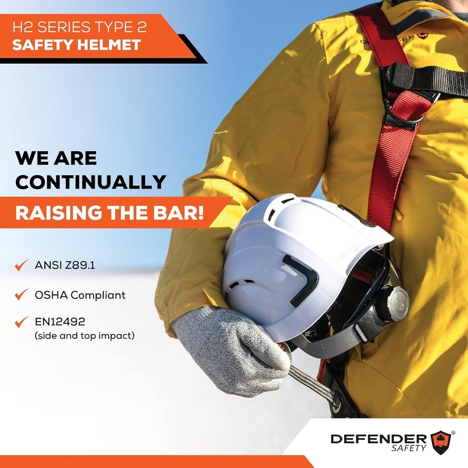 Defender Safety H2 Safety Helmet, Type 2 Class C and E, ANSI Z89.1 and ...