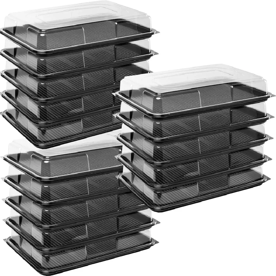 Large Plastic Reusable Catering Trays with Lids Party Buffet Platters ...