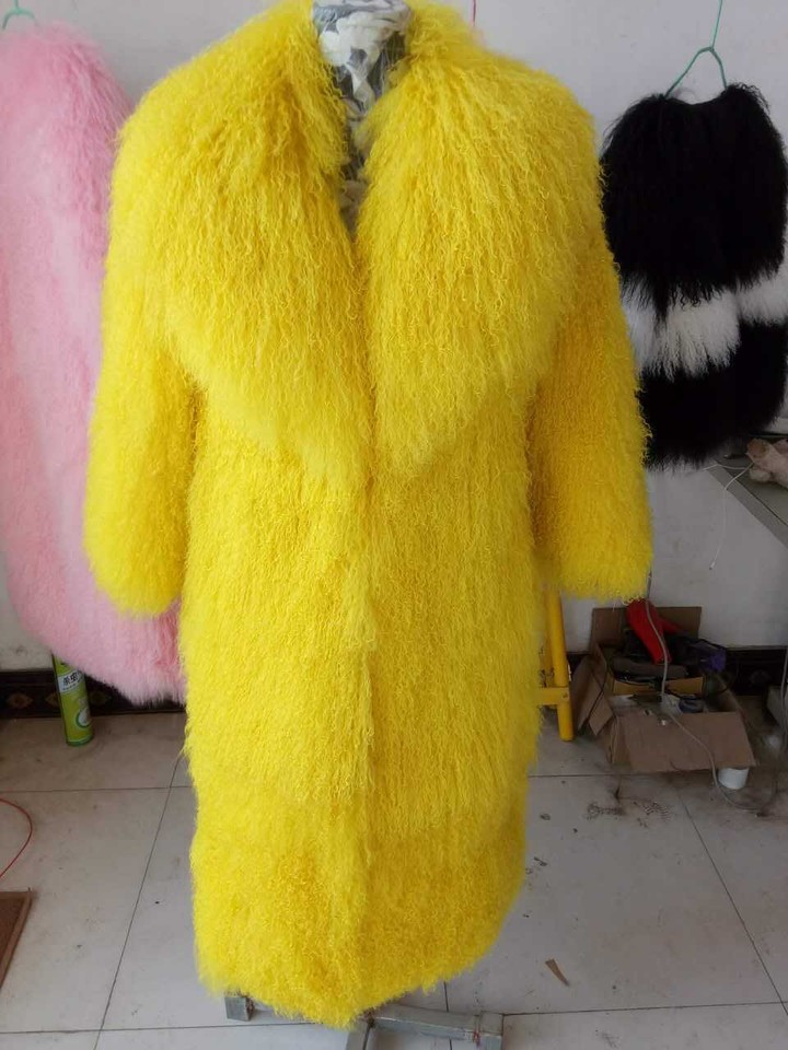 Women 100%Real Lamb Sheep Warm Coat Curly Lamb Tibetan Fur Mongolian ...