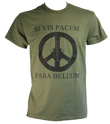Olive Men's Funny Slogan Joke Gift T-Shirt Twin Guns Peace Symbol Para ...