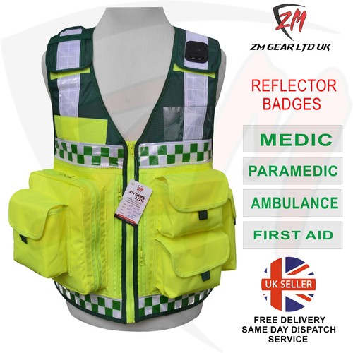 Hi Viz Yellow Medic Paramedic Ambulance Response equipment vest UK Free ...
