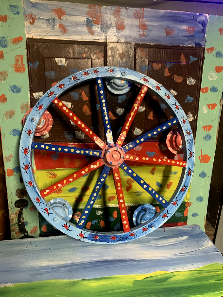 SAM The Dot Man McMillan Folk Art Painting on Wheel *signed original | eBay