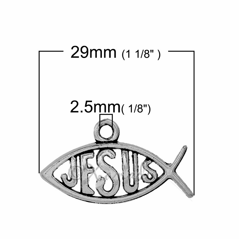 Jesus Fish Charms - Wholesale Christian Ichthys Pendants C4249 - 10, 20 ...