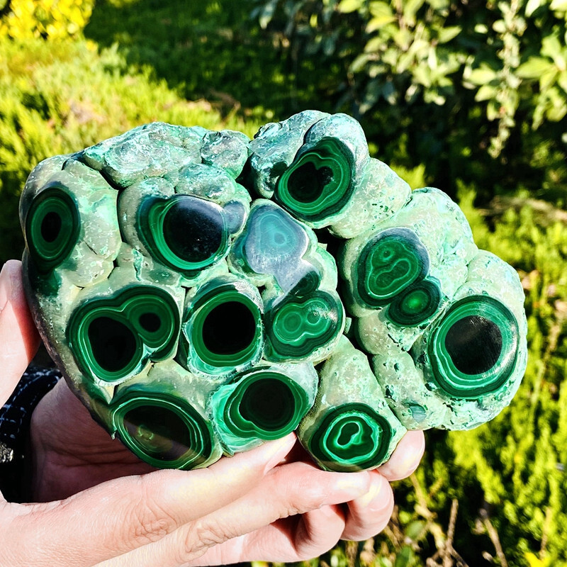 3.37LB Natural polyocular malachite quartz crystal luster mineral ...