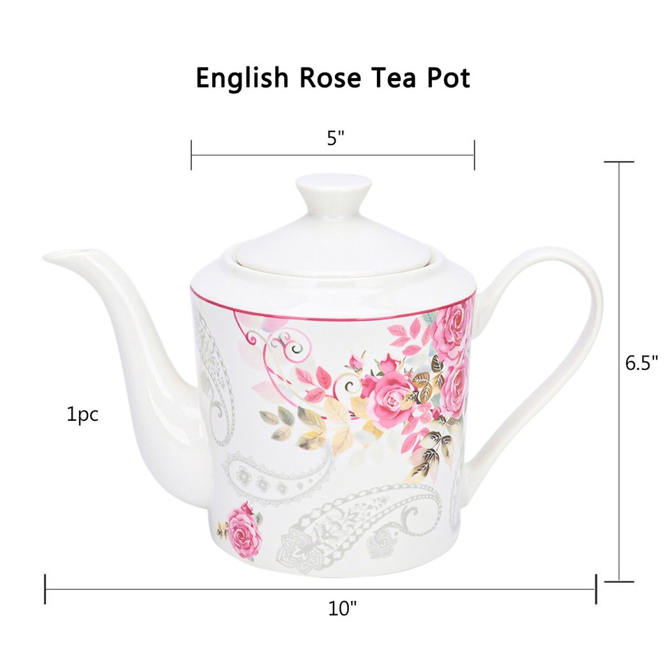 Pink Rose Porcelain Teapot 1.2 qt Bone China Tea Pot with Flowers | eBay