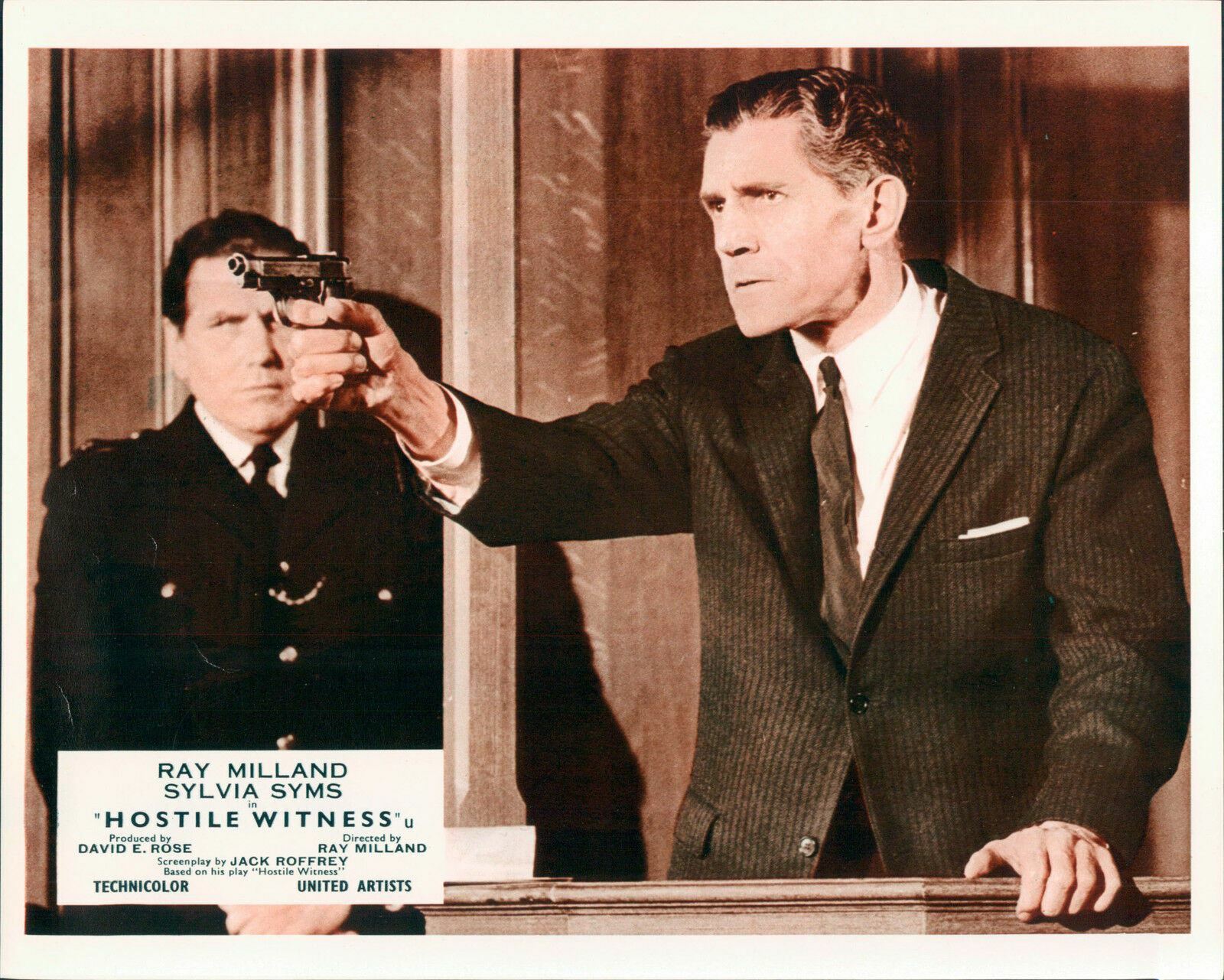 HOSTILE WITNESS ORIGINAL BRITISH LOBBY CARD 1968 RAY MILLAND DIRECTED ...