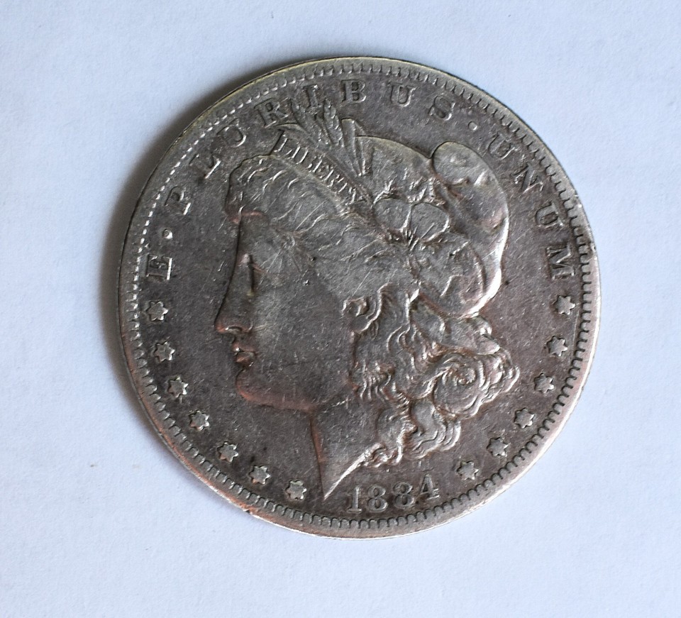 1884 S Silver Morgan $1 Coin Die Break, Repunched Filled Mint Mark Rare ...